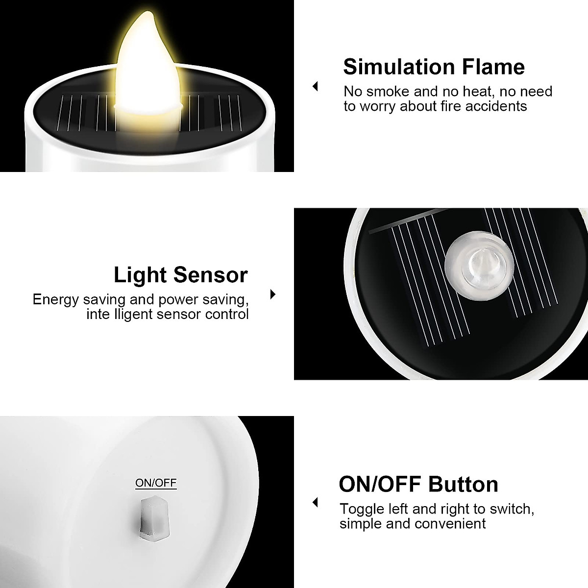 18 Pieces Solar Tea Lights LED Flameless Solar Candles Battery Flickering Solar Waterproof Tealights Candles for Holiday Wedding Party Home Decor (Warm White Light,2.3 x 2 Inch)