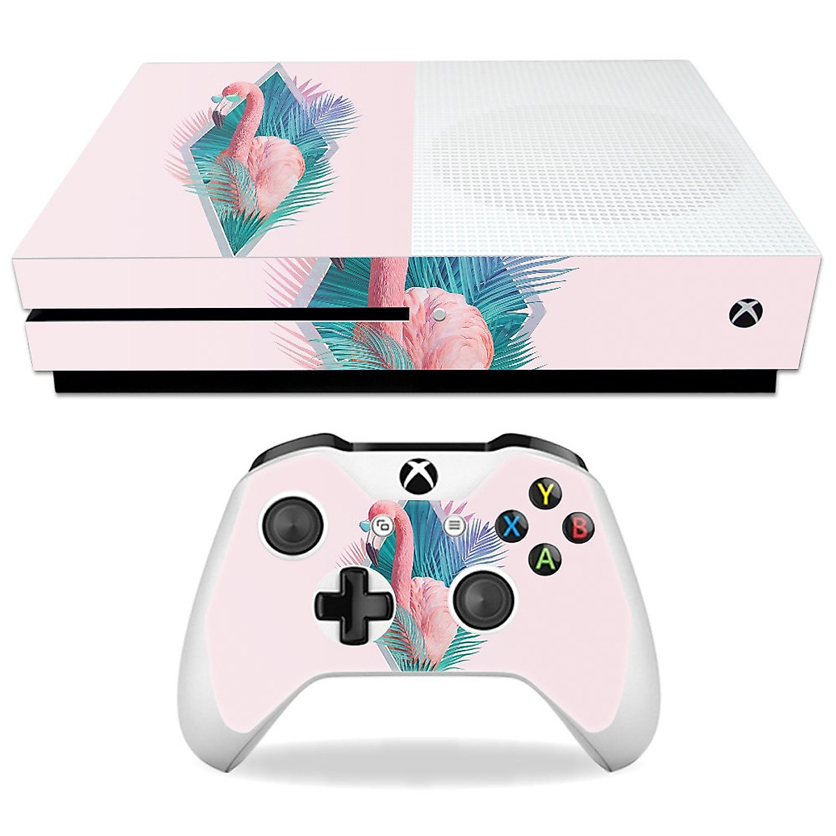 MightySkins Skin Compatible with Microsoft Xbox One S - Flamingo Vice | Protective, Durable, and Unique Vinyl Decal wrap Cover | Easy to Apply, Remove, and Change Styles | Made in The USA