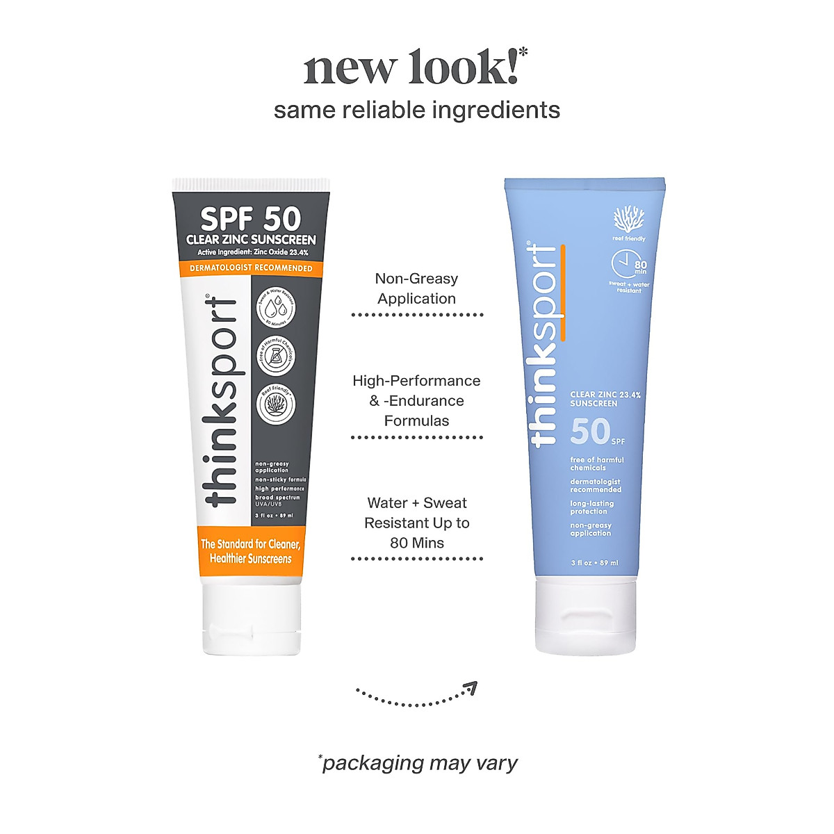 Thinksport Mineral Sunscreen, SPF 50 Clear Zinc Oxide Sunscreen, 3 Fl Oz, Natural, Water Resistant Reef Safe Sunscreen, Broad Spectrum UVA/UVB Sun Screen for Sun Protection, Travel Size