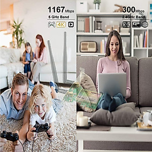Ubit Network Card, WiFi Adapter AC 7265, AC1200Mbps pcie WiFi Bluetooth Card, 6dBi Antenna Wireless Dual Band (5G/2.4G) WiFi Card for Desktop pc