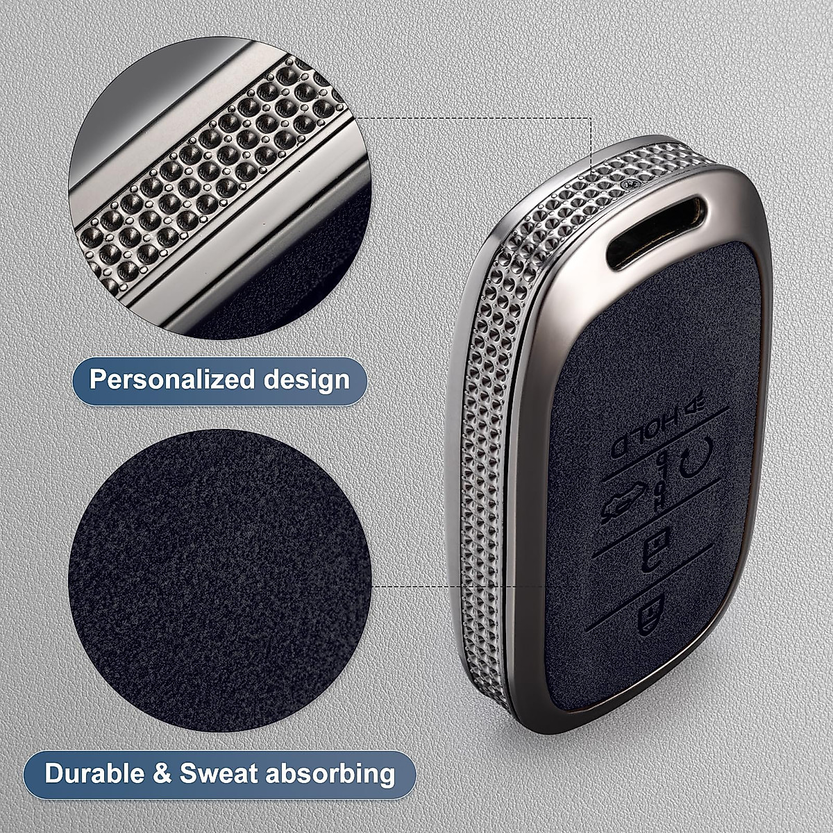 YO&YOYE Compatible with Honda Key Fob Cover with Keychain Leather Key Case Protector for 2022 Honda Accord Civic CRV Pilot Odyssey 11th Gen Smart Key Case Holder (Black)