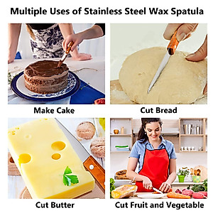 V+trys 3 PCS Stainless Steel Wax Spatulas, Straight Metal Spatulas Applicator Sticks, Reusable Wax Spatulas Applicator Body Waxing Sticks with Wooden Handle for Body Hair Eyebrow Removal