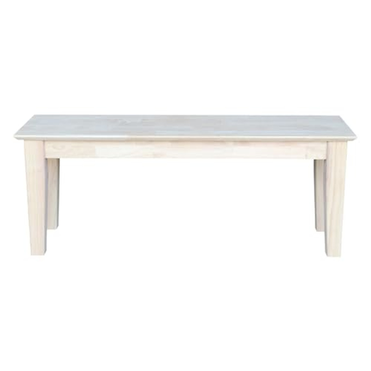 IC International Concepts Shaker Style Bench for Kitchen/Dining, Solid Parawood, 47"W x 14.37"D x 18.7"H, 450 lb Capacity, Paint or Stain in Any Color Any Color, Unfinished