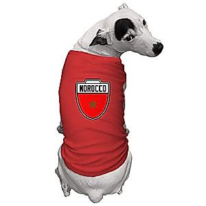 Morocco Soccer Crest - Country Futbol Dog Shirt (Red, Small)
