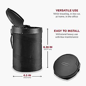 Rubbermaid Automotive Pop Up Trash Can with Flip Top Lid: Hanging Car Garbage Bin/Waste Basket Organizer Caddy