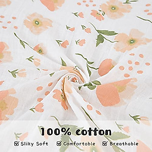 Catteyonce Swaddle Blankets, 4 Pack Breathable Muslin Swaddle Blankets, Cotton Soft and Comfortable Receiving Blanket for Newborn Boys and Girls, Orange/Giraffe, Large 44 "x 47 "