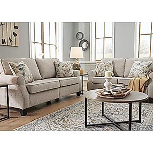 Signature Design by Ashley Alessio Modern Transitional Loveseat with Pillows, Beige