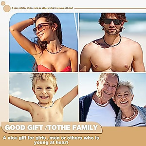 LOYALLOOK Clam Chips Puka Shell Necklace Bracelts for Men Women Adjustable SeaShell Surfer Necklace Beachy Beaded Summer Pookah Shells Choker Necklace Hawaiian Vsco Clavicle Necklace Bracelts Style C