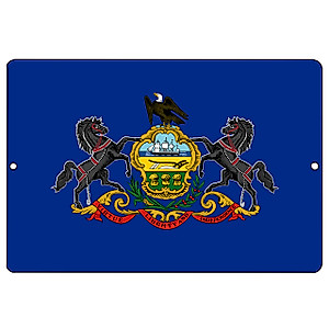 Rogue River Tactical Pennsylvania State Flag Metal Tin Sign Wall Decor Man Cave Bar PA