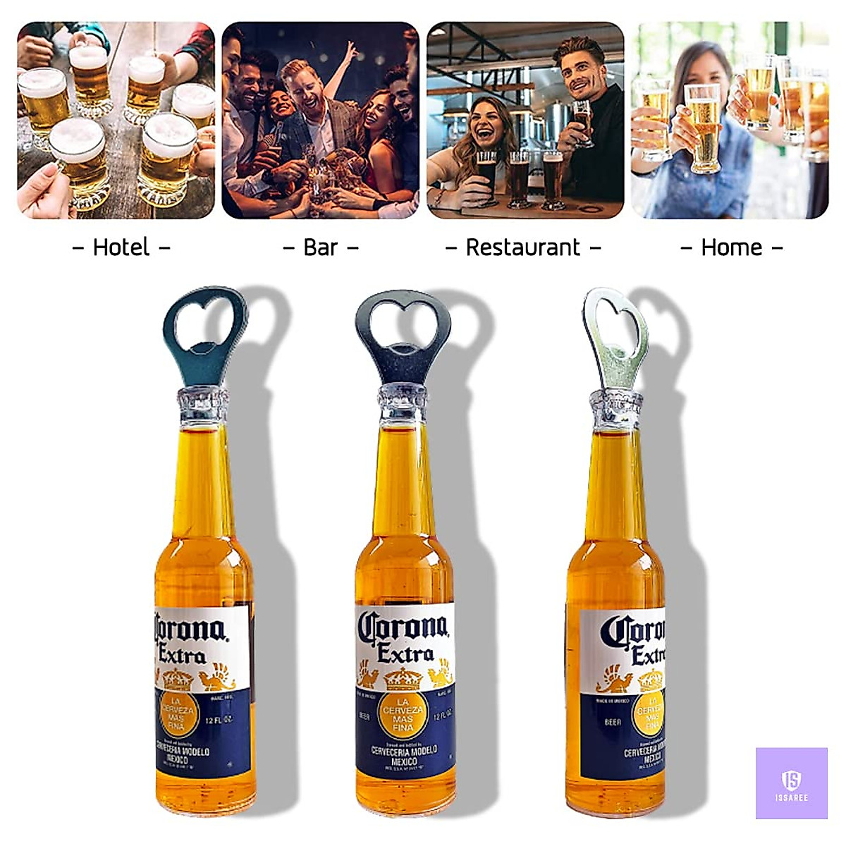 Magnetic Beer Bottle Opener Figure Big Size Beer Bottle Bar Refrigerator Decor Unique Birthday Gifts Collection Tall 21.5 cm (Corona Extra)