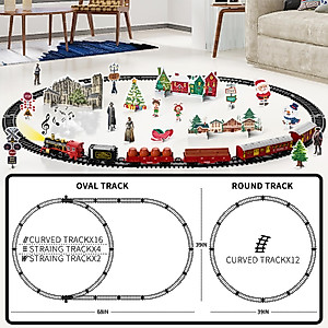 Lucky Doug Train Set Toys for Kids, Christmas Train Sets Toys for Kids W/Smokes, Light & Sound Include 6 Car and 28 Tracks, Christmas Train Set Toys Birthday Gifts for 3 4 5 6 Year Old Boys Girls