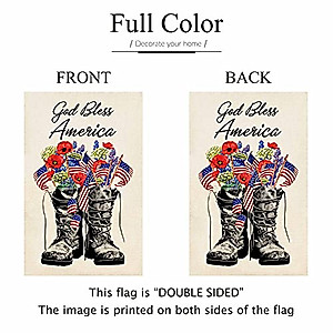 ORTIGIA Patriotic Memorial Day Garden Flag God Bless America 12x18 Inch Double Sided 4th of July America Flag Freedom Boots Garden flag Independence Day Outside Yard Party Outdoor Decoration