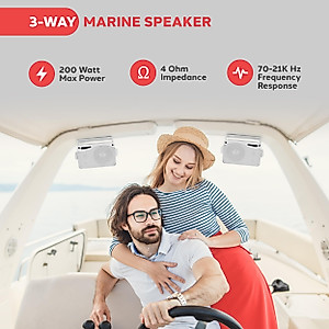 Pyle 3-Way Weatherproof Outdoor Speaker Set - 3.5 Inch 200W Pair of Marine Grade Mount Speakers - in a Heavy Duty ABS Enclosure Grill - Home, Boat, Poolside, Patio, Indoor Outdoor Use -PLMR24 (White)