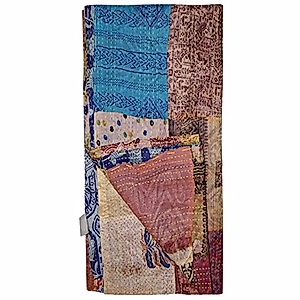 Taj Hotel Kantha Handcrafted 100% Silk Quilted Scarf, 18 in x 72 in