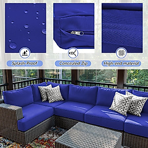 Patelai 12 Pcs Patio Cushion Covers Outdoor Cushion Covers Replacement Outdoor Cushion Slipcovers with Zipper for Outdoor Furniture, Patio Sofa Couch (6 Seat Covers and 6 Back Covers)(Navy Blue)