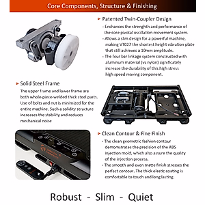 VT027 Vibration Plate Exercise Machine - Pivotal Oscillation, Low Frequency, High Amplitude | Patented Aluminum Twin-Coupler Design | Push-up Bars | High Performance Machine in a Thin Machine Body