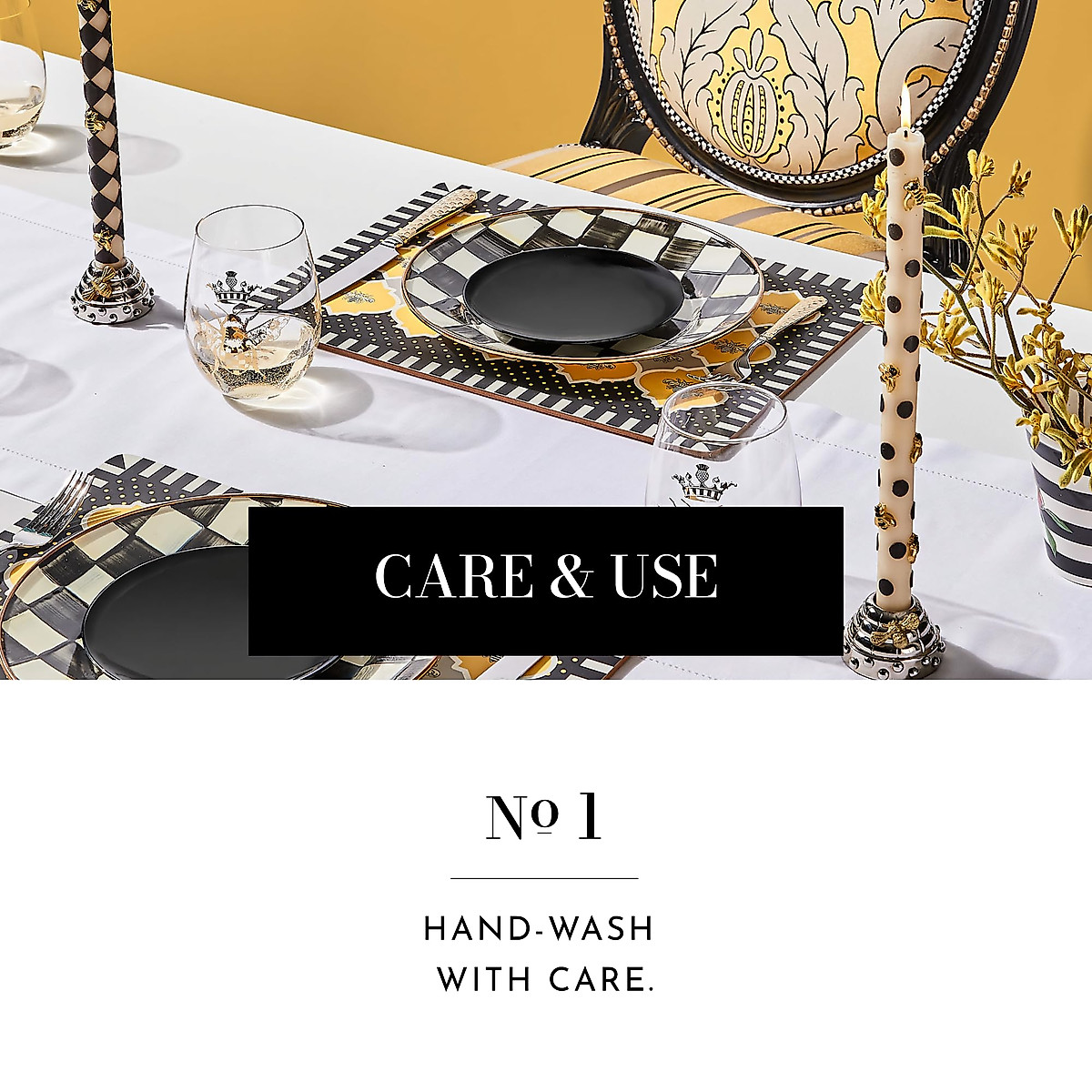 MACKENZIE-CHILDS Queen Bee Stemless Wine Glasses, Bee Drinking Glasses, Decorative Wine Glasses, Set of 4