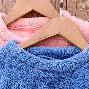 Toddler Boys Girls' Winter Warm 2 Piece Sleepwear Flannel Fleece Pajama Set Fleece Matching Tops Pants Set Outfits (2-Blue, 6-7 Years)