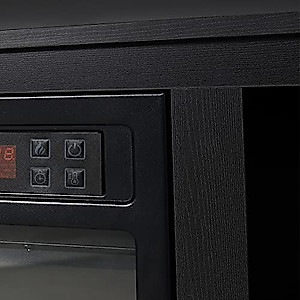 AMERLIFE Fireplace TV Stand, Wood Texture Entertainment Center with 23'' Electric Fireplace, Farmhouse Entertainment Stand Media TV Console for TVs Up to 80'', 70 inches, Black