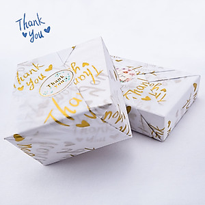 MR FIVE 30 Sheets White with Gold Thank You Tissue Paper Bulk,20" x 28",Thank You Tissue Paper for Packaging,Gift Bags,Gold Gift Wrapping Tissue for Graduation,Birthday,Thanksgiving