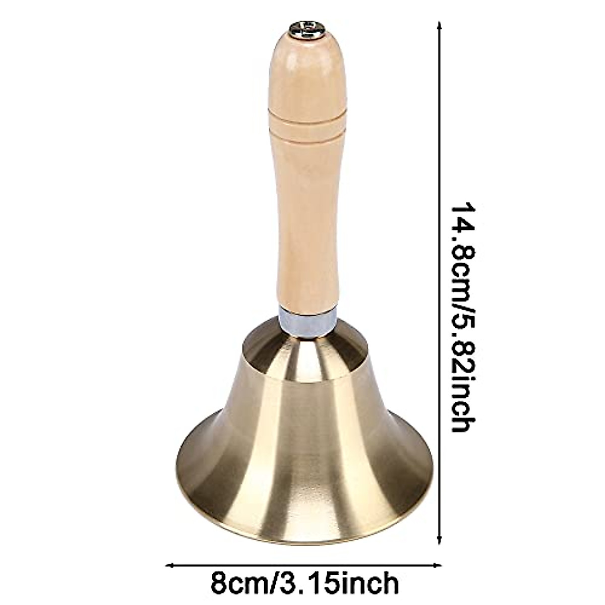 Extra Loud Solid Brass Hand Call Bell with Wooden Handle