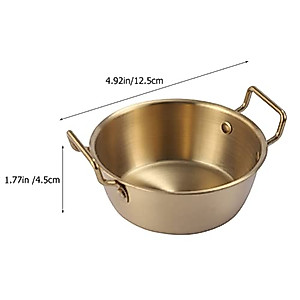 Stainless Steel Bowl with Handle Fruit Salad Bowl Saucepan Milk Pot Small Cooking Pot French Fries Fast Food Basket Snack Bowl Food Serving Bowl for Hot Dogs Deli Chicken Burgers Sandwiches 12cm