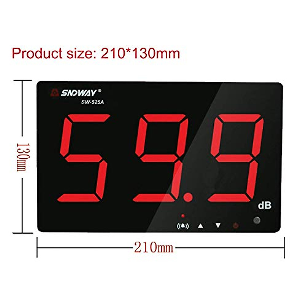 SNDWAY SW-525A 30-130dB Digital Sound Level Meter with Large LCD Display Noise Meter Decibel Wall Mounted Hanging (525A)