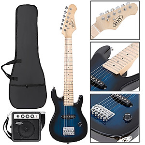 ZENY 30 inch Kids Electric Guitar with 5w Amp, Gig Bag, Strap, Cable, Strings and Picks Guitar Combo Accessory Kit, Blue