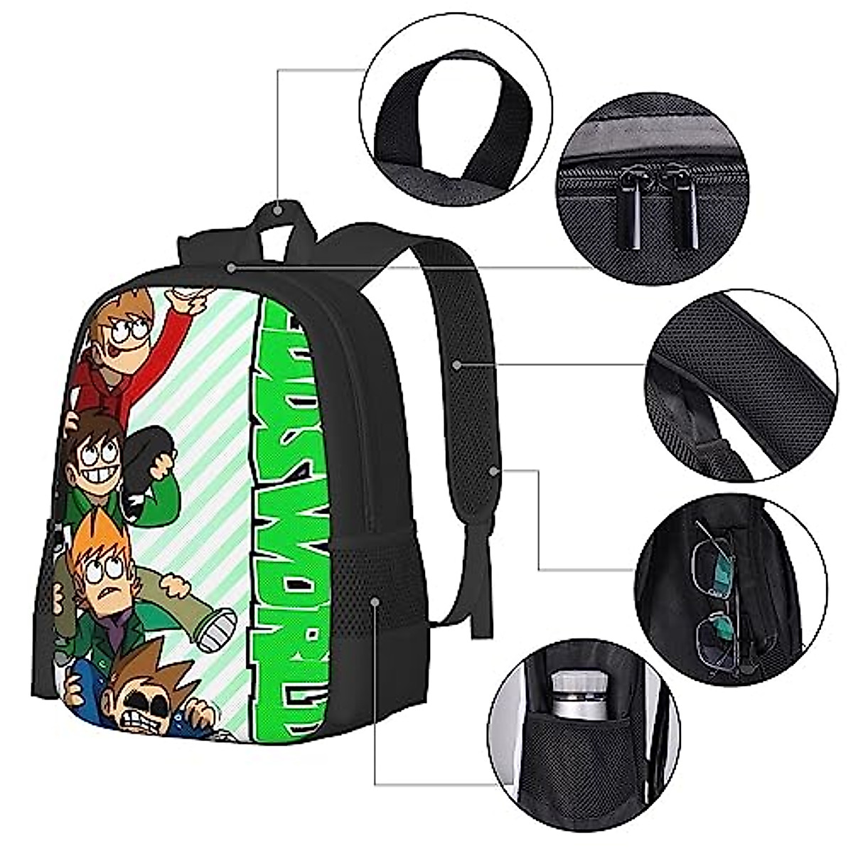 GLGFAS Eddsworld Backpack Large Capacity Leisure Travel Backpack Book Bag Outgoing Daypack 12.5x5.5x16.5 inch