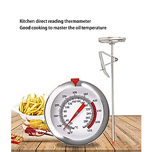 QIJING 12 inch Food Thermometer Instant readout, Long Handle with Stainless Steel Clip, no Batteries Required, Frying Thermometer for Grill, Grill Meat, Milk Foam