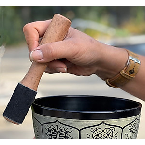 Tibetan Hard Wood Singing Bowl Leather-Wrapped Striker, Mallet