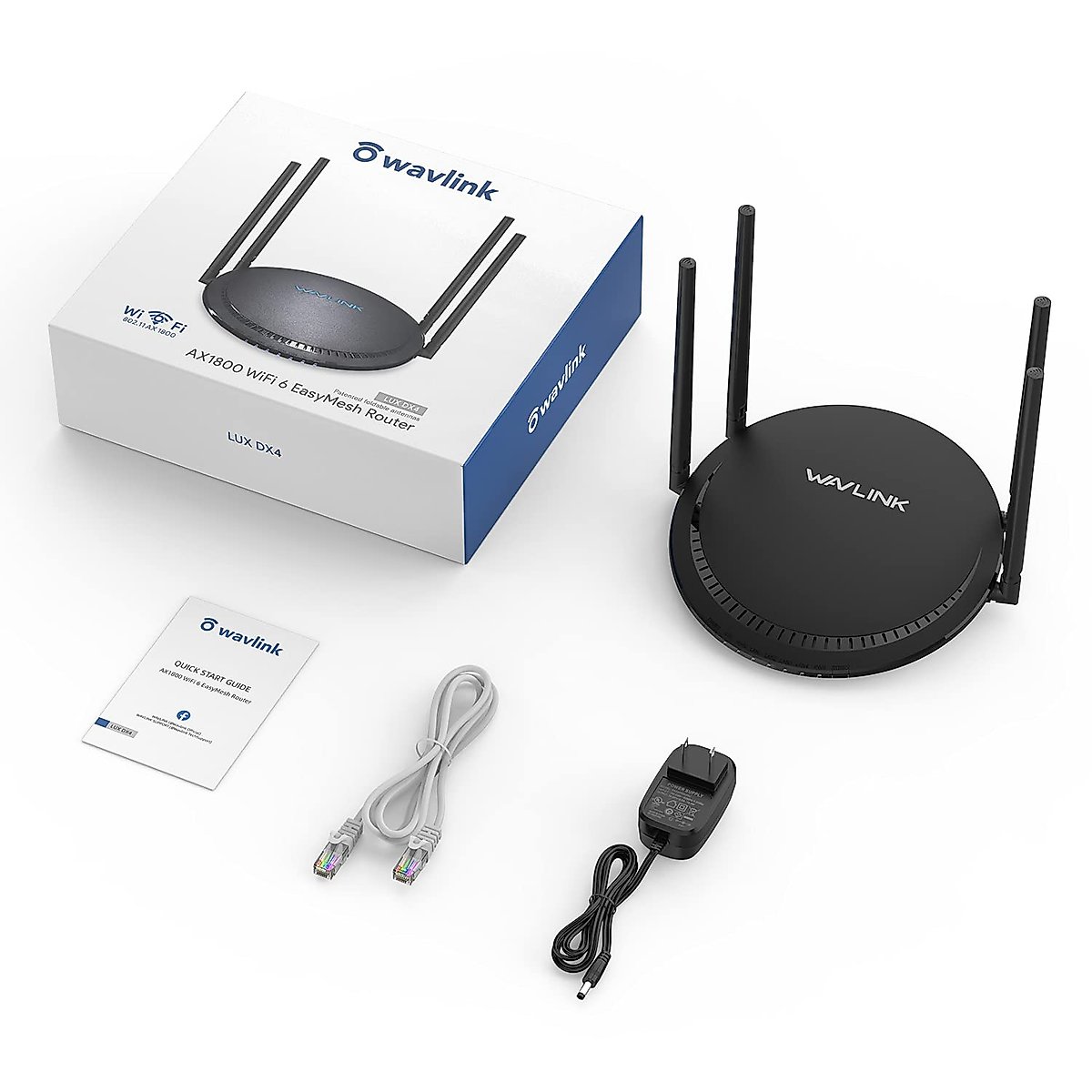 WAVLINK AX1800 WiFi 6 Smart Router, Dual Band Gigabit Wireless Internet Mesh Router for Home, Coverage up to 1,500 sq. ft., 64+ Devices, MU-MIMO OFDMA TWT, Turbo, TouchLink, Parental Control, QoS