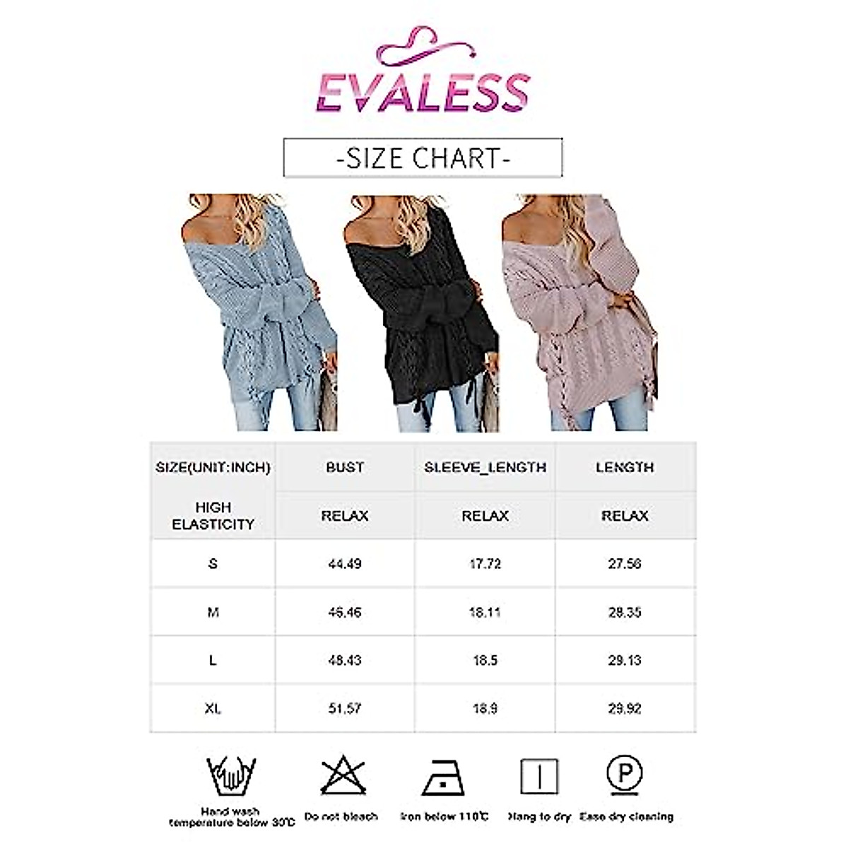 EVALESS Womens Sweater 2023 Fashion Trendy Fall Oversized Off Shoulder Cable Knit V Neck Knit Chunky Plus Size Sweater Long Sleeve Crewneck Winter Loose Tops Clothes,Black XL