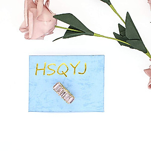 HSQYJ Rainbow Baguette Band Ring Eternity Band Cubic Zirconia Ring Gold Plated Fashion Luxury Jewelry Crystal Cocktail Rings for Women Gift