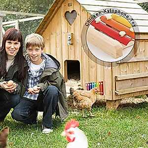 Chicken Xylophone Toy Hanging Chicken Pecking Toys 8 Metal Keys Suspensible Wood Xylophone Toy Suitable for Chicken Coop Hens Parrot Medium and Large Birds