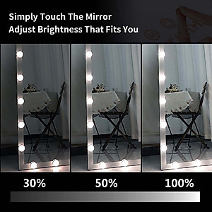 ANYHI Mirror with Lights Full Length, 62.6'' x 23.3'' LED Full Body Floor Dressing Mirror with 22 Dimmable Bulbs, Dimmable, 3 Color Lighting, Wall Mount/Standing (Silver)