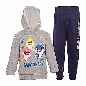 Pinkfong Baby Shark Toddler Boys Fleece Jogger Pullover Hoodie & Pants Set Grey 4T