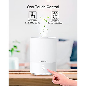 Cool Mist Humidifier for Bedroom, MORENTO Top Fill Humidifier Essential Oil Diffuser with 2.5L Water Tank for Home and Office, Baby and Plants with Night Light, Sleep Mode, Auto Shut Off, White