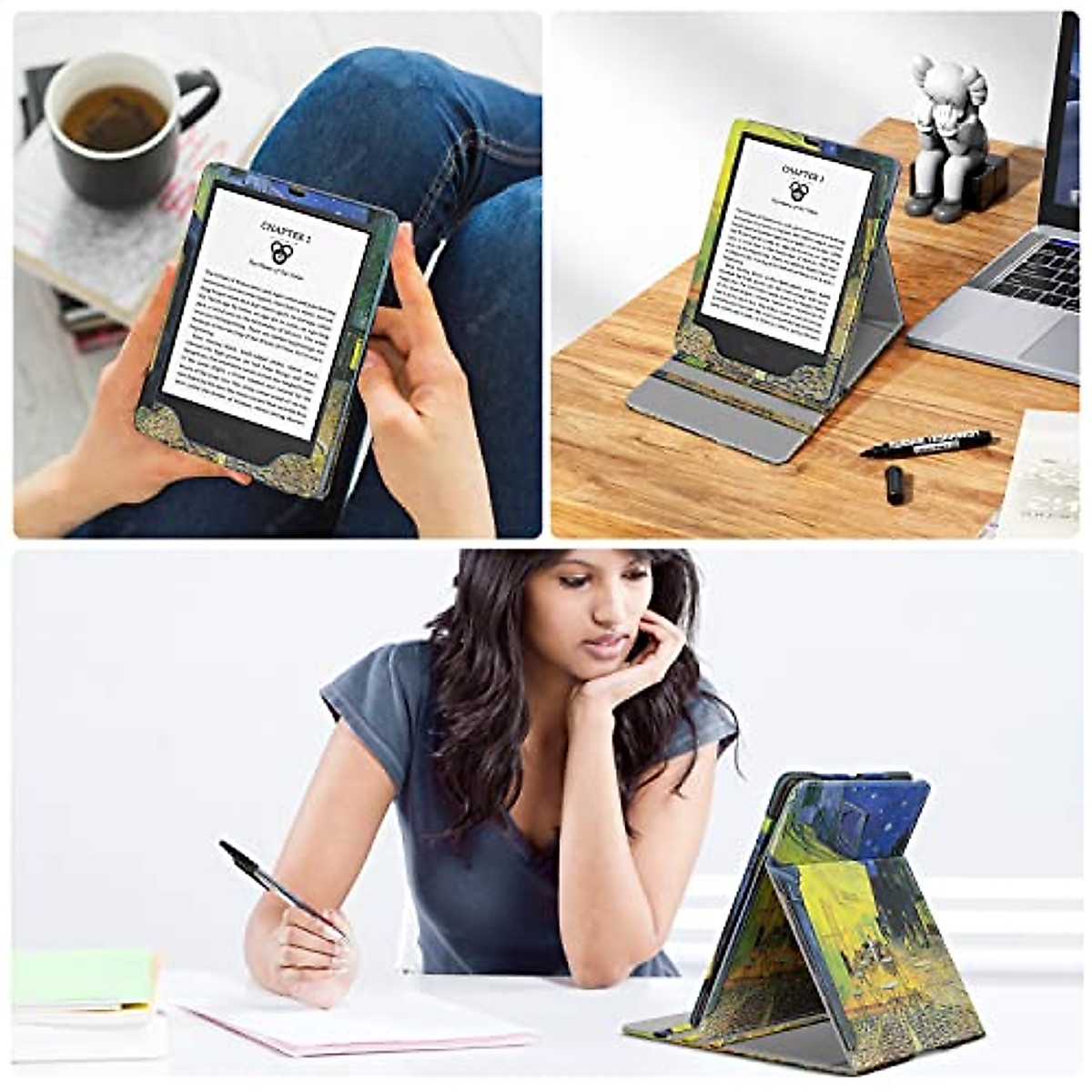 TNP Case for 6" All-New Kindle (2022 Release) 11th Generation, Multi-Angle Cafe at Night Stand, Multi-View Vertical Flip Cover with Auto Sleep and Wake for Amazon 6-Inch Kindle E-Book Reader