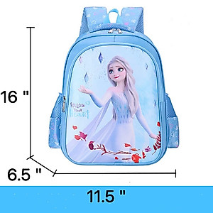 HONTUBS 16" Schoolbags, primary school students, girls, kindergarten girls, lightweight children‘s backpacks for grades (Sky blue 16＂)