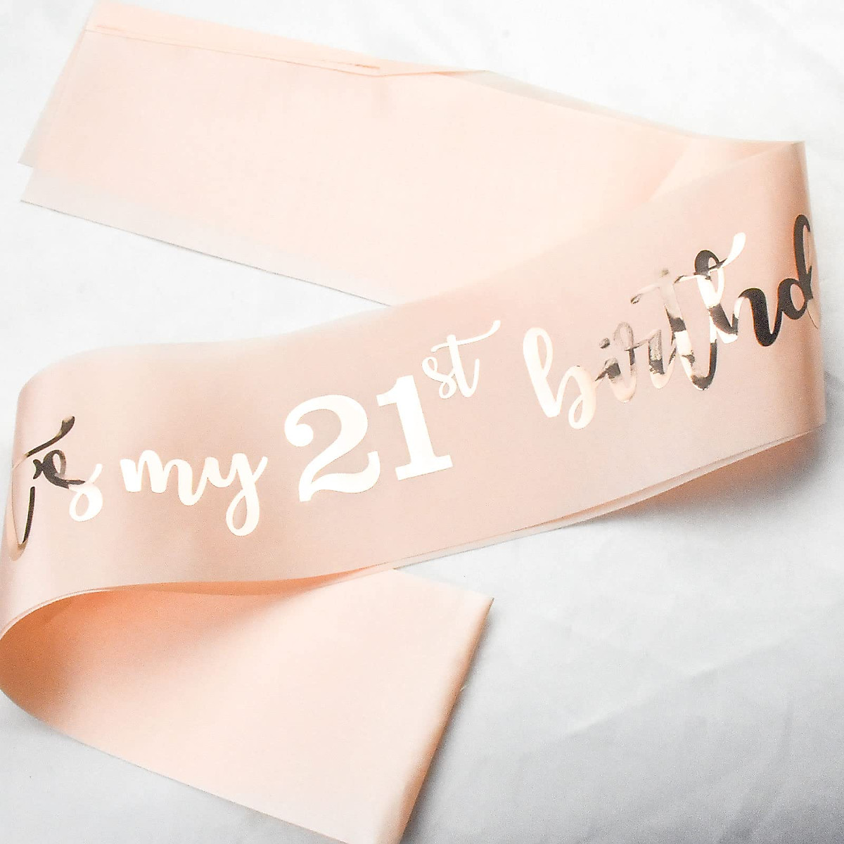 SGKUED 'It's My 21st Birthday' Sash, Rose Gold Soft Satin Sash with Rose Foil Lettering Birthday Sash for Girl 21st Birthday Party Favors and Decorations