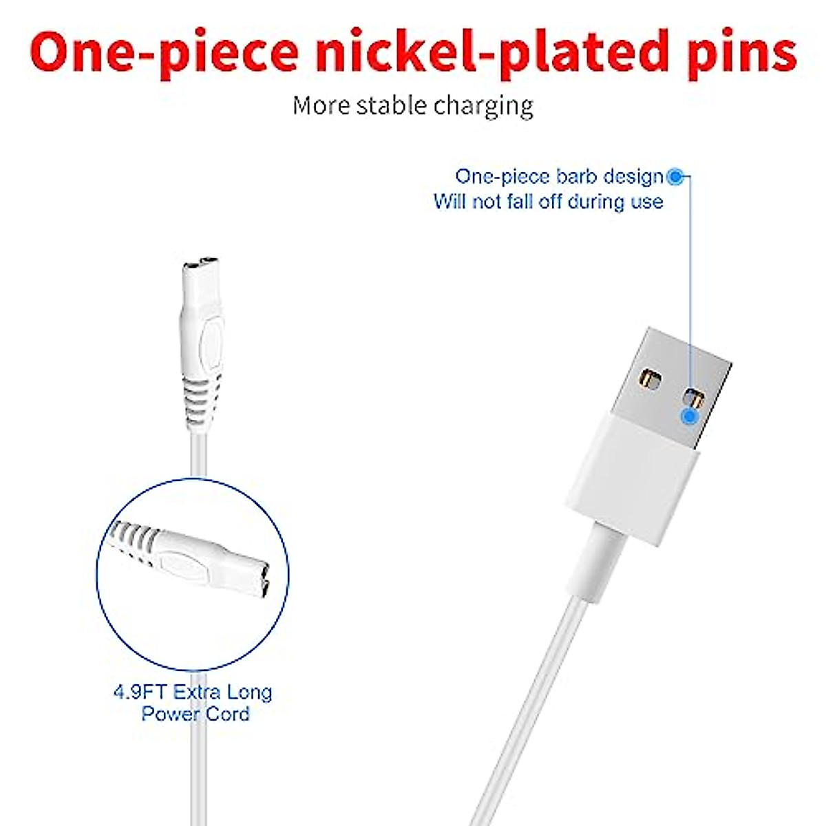 Charger Compatible with Krovena Women Electric Razors Shaver - Replacement Charging Cable Compatible with Krovena Trimmer Power Cord Adapter