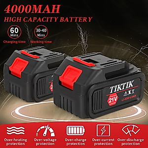 TIKTIK Reciprocating Saw Cordless,0-3500 SPM Portable Reciprocating Saw with 2 x 4.0Ah Battery,12 Saw Blades,Tool-free Blade Change,21V Brushless Power Reciprocating Saws for Wood/Metal/PVC