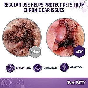 Pet MD Veterinary Tris Flush Cat & Dog Ear Cleaner - Dog Ear Flush and Infection Treatment with Ketoconazole - 12 oz