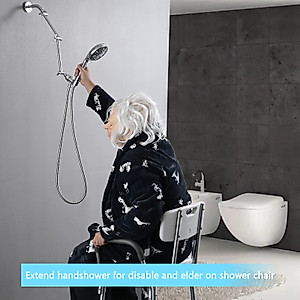 PDPBath Shower Extension Arm, 16" Upgrade Solid Brass Shower Head Shower Head Extender, Adjustable Height Extended with G1/2 Universal Connection for Rain & Handheld Shower Head - Chrome