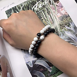 EZUY GNAY BRAVE NEW Bead Bracelet Friendship Bangle Lava Marble Bracelets Couple Thanksgiving Jewelry for Women&Men