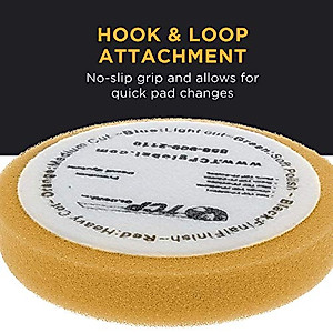 TCP Global 6.5" Orange Flat Medium Cut Grip Foam Polish Buff Pad - DA Hook & Loop
