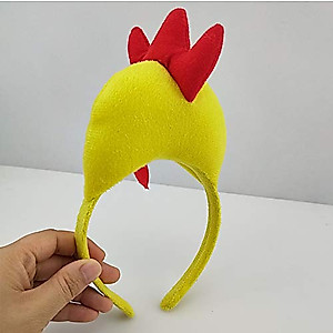 Laughter to Sky Women Boy Girl Animal Cock Chicken Duck Ear Headbands Cosplay Birthday Party Costume Ears Tail Tie Bow Gift Halloween Fancy Dress (yellow chicken 3pcs set)