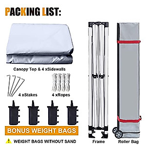 HLong 10x10 Pop Up Canopy Tent Outdoor Heavy Duty Commercial Instant Sun Shelter with 4 Removable Sidewalls, White