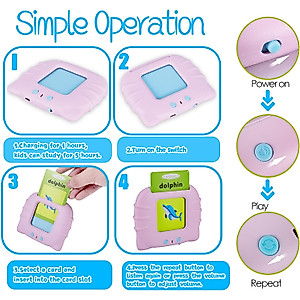 MOLGSDTH Flash Cards Learning Toys for 2 3 4 5 6 Year Old Kids, Boys and Girls Autism Sensory Toys, 112 Pcs 224 Sight Words with Audible Sound Birthday Gifts for Kids Pink